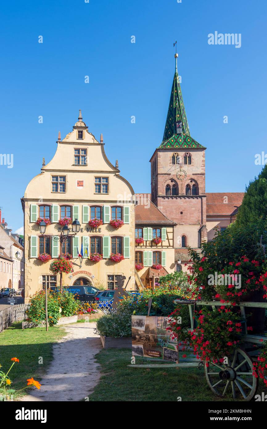 Turckheim (Türkheim): Town Hall, church Sainte-Anne in Alsace (Elsass ...