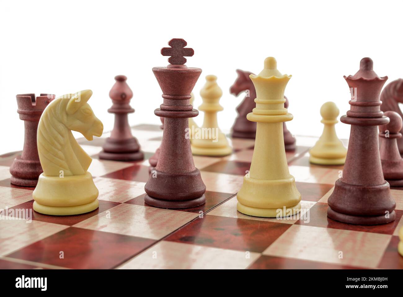 Figures of chess chessboard on white background Stock Photo - Alamy