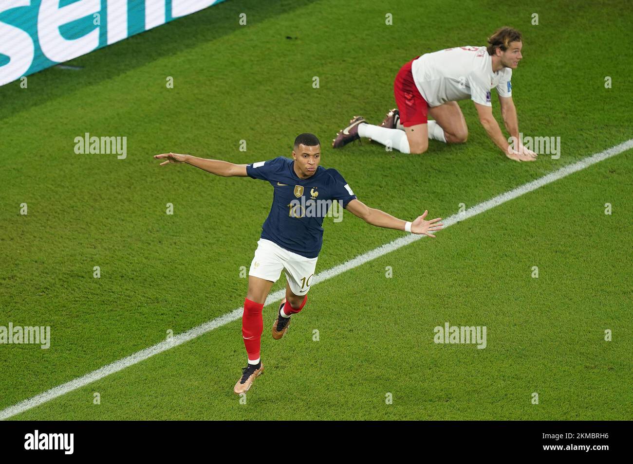 France's Kylian Mbappe celebrates scoring their side's first goal of ...