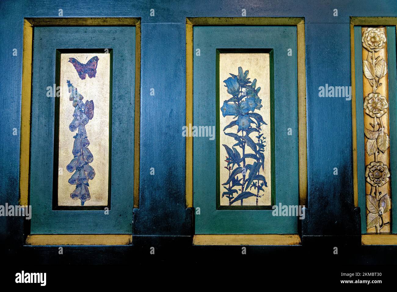 Wood panel painted in Drawing Room at Castell Coch or the Red Castle ...