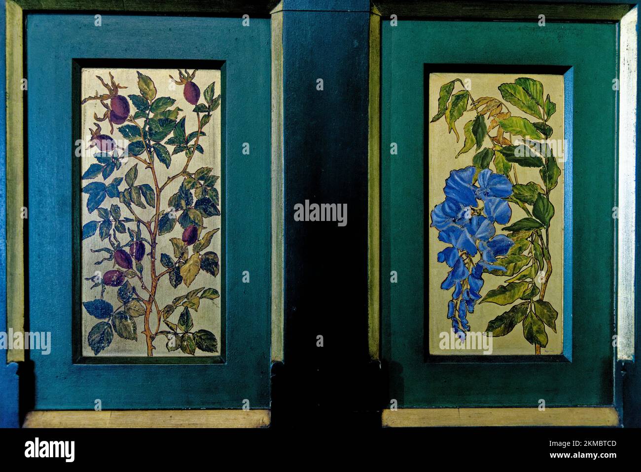 Wood panel painted in Drawing Room at Castell Coch or the Red Castle ...