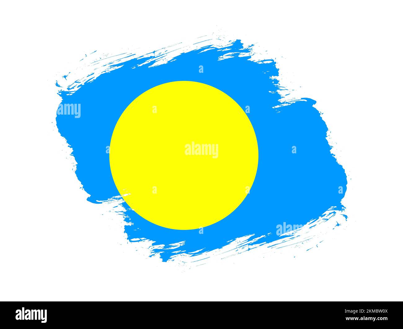 Stroke brush textured flag of palau on white background Stock Photo - Alamy