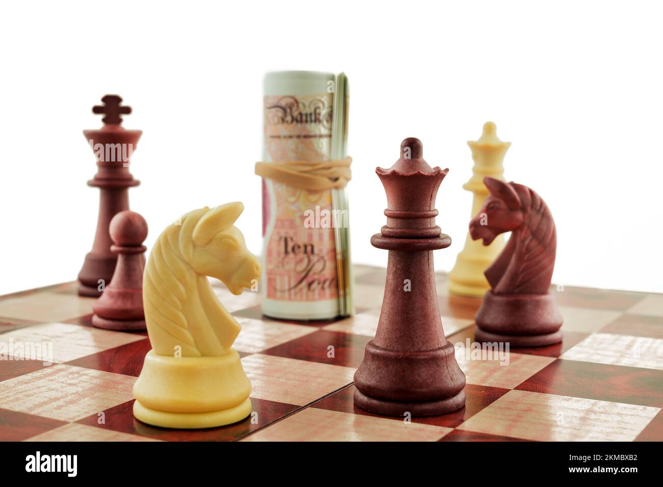 Figures of chess chessboard on white background Stock Photo - Alamy