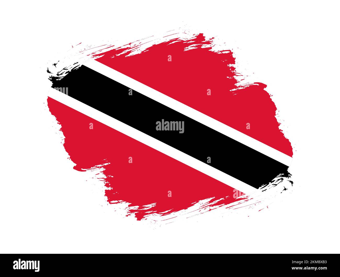 Stroke brush textured flag of trinidad and tobago on white background Stock Photo - Alamy