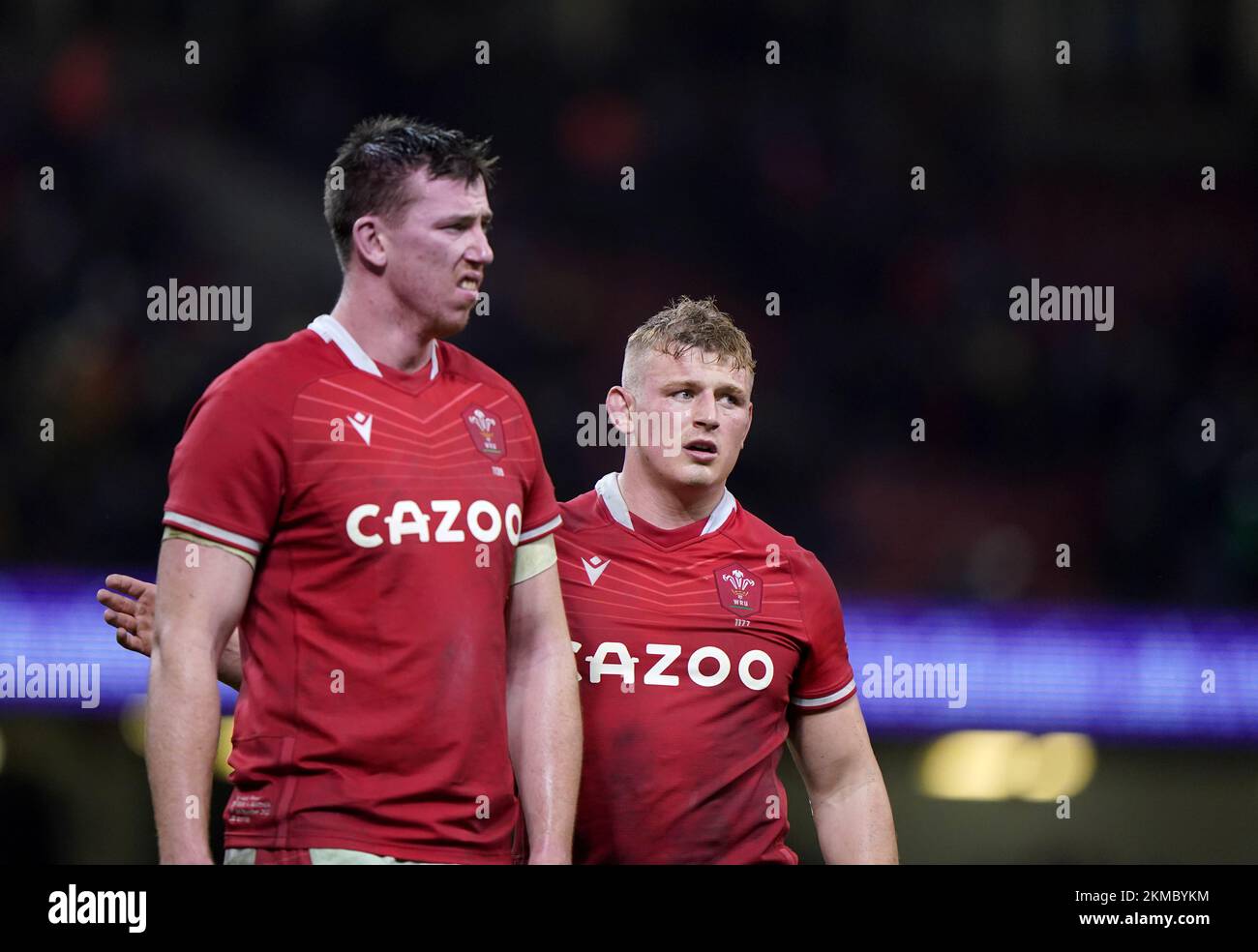 Wales' Adam Beard (left) and Wales' Jac Morgan show their dejection at ...