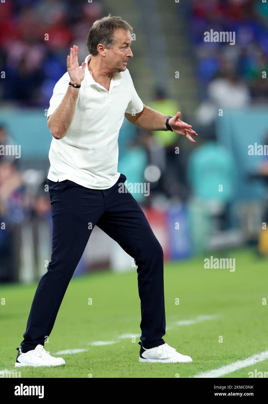 Doha, Qatar. 26th Nov, 2022. Kasper Hjulmand, head coach of Denmark ...