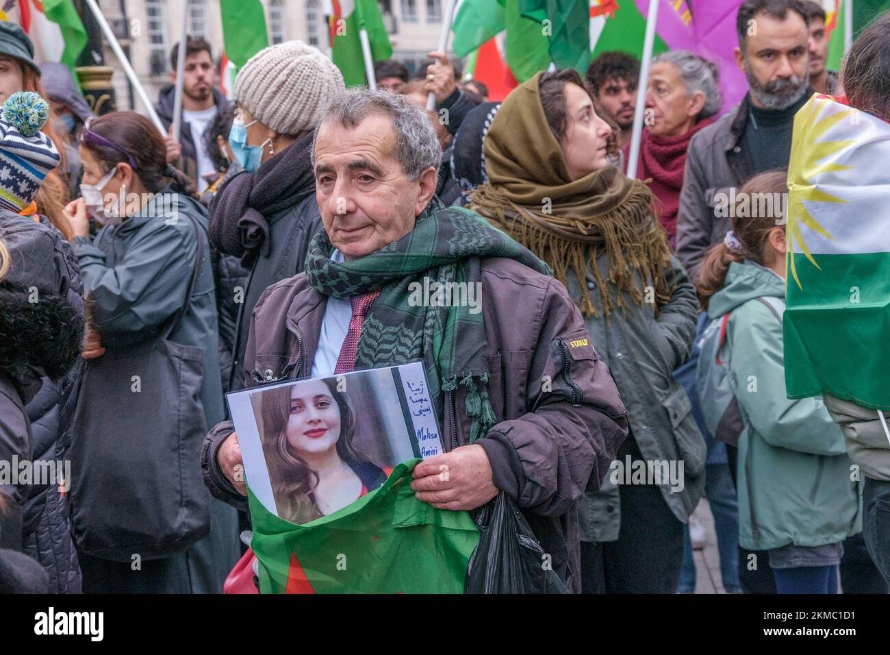 London, UK. 26 Nov 2022. Kurds, Balochs, Arabs, Turks and others march ...
