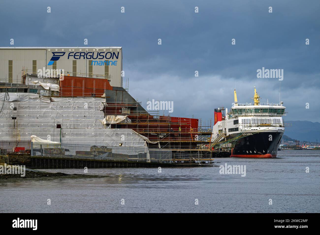 Glen Sannox under construction at the Ferguson shipyard, Port Glasgow ...