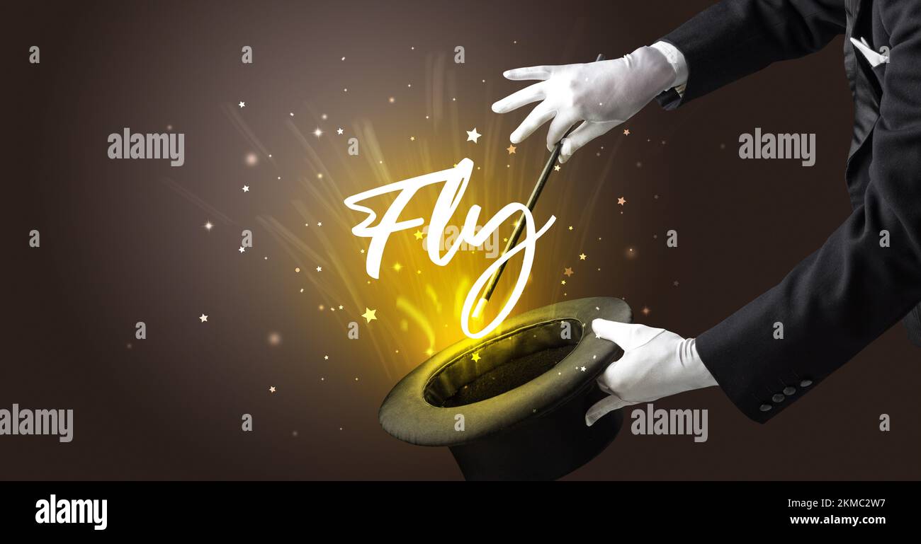 Old Magician is showing magic trick Stock Photo - Alamy