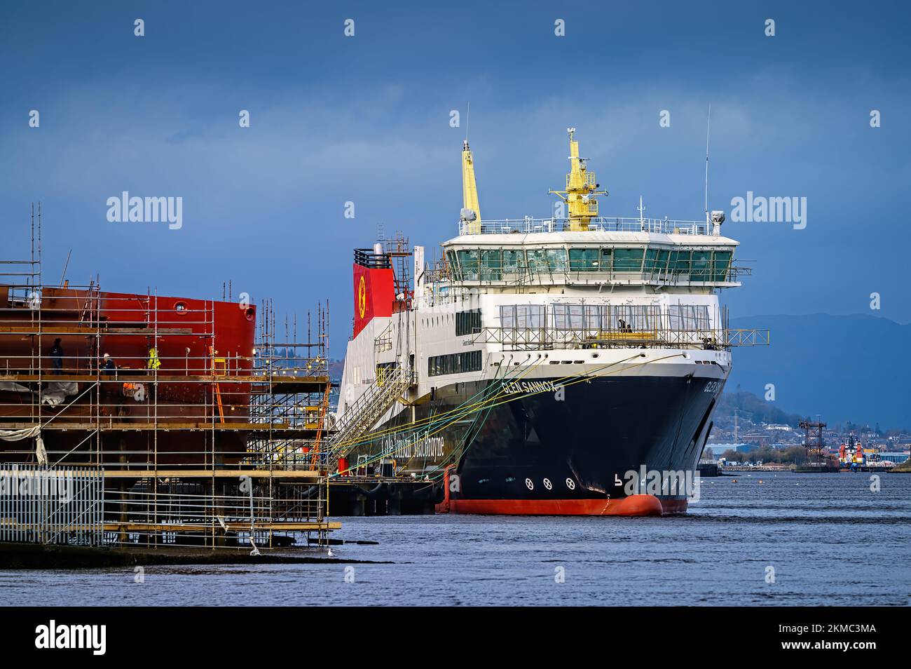 Glen Sannox under construction at the Ferguson shipyard, Port Glasgow ...