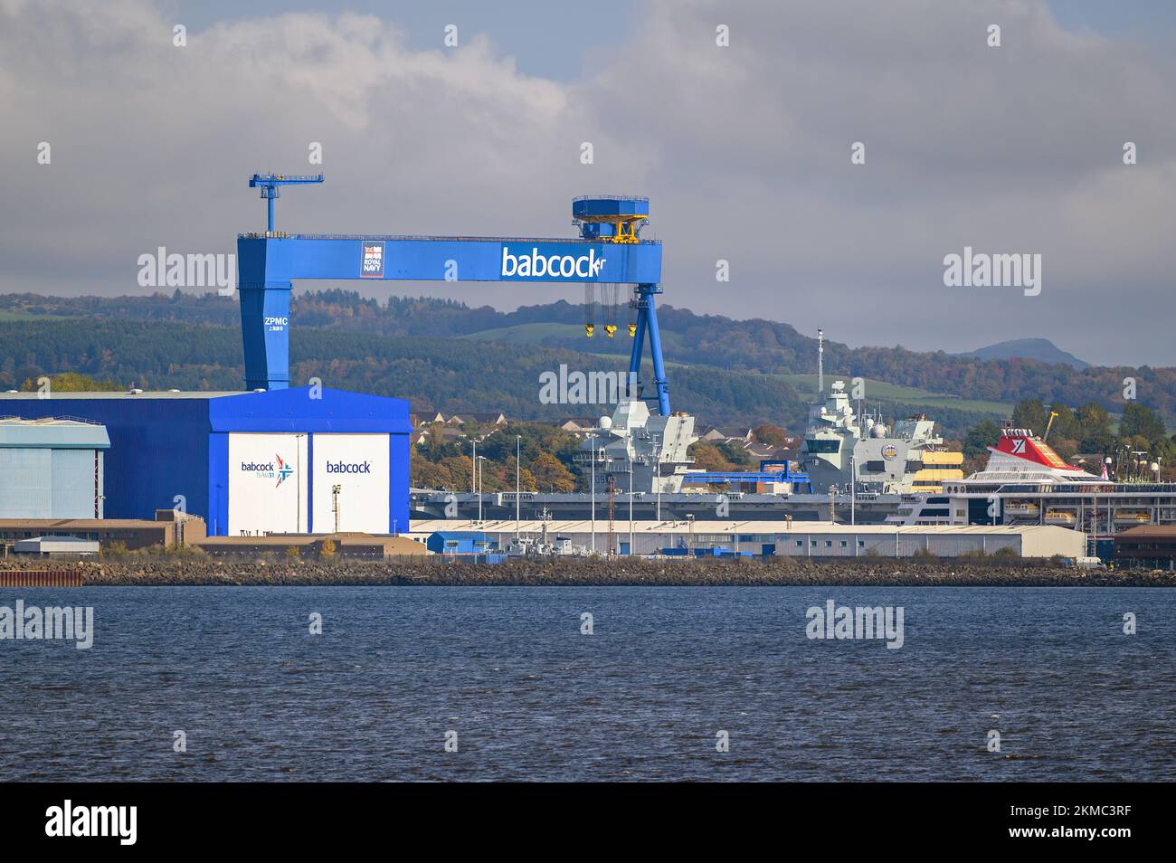 The aircraft carrier, HMS Prince of Wales docked down for repairs at ...