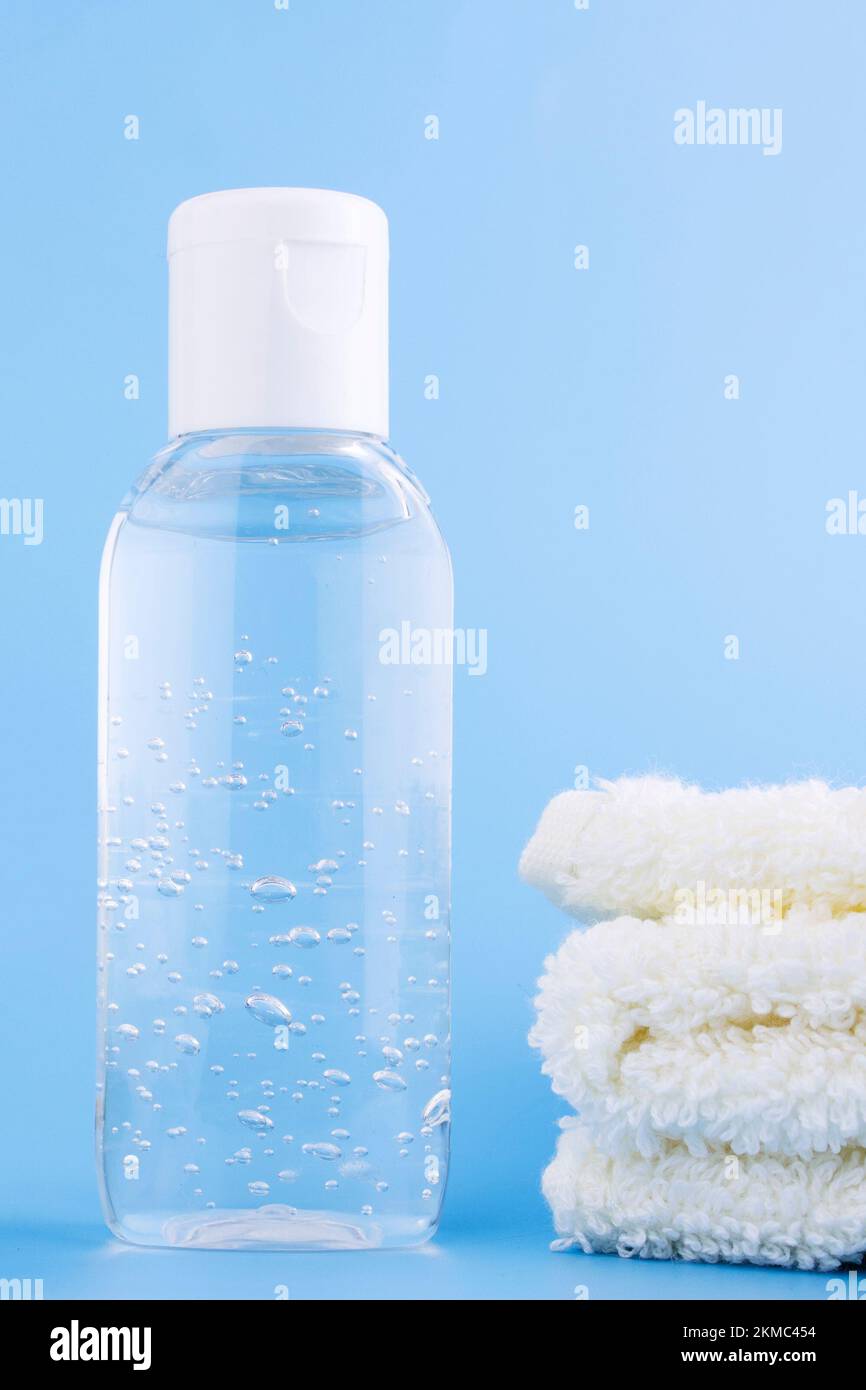 Bottle of instant antiseptic hand sanitizer transparent gel isolated on ...