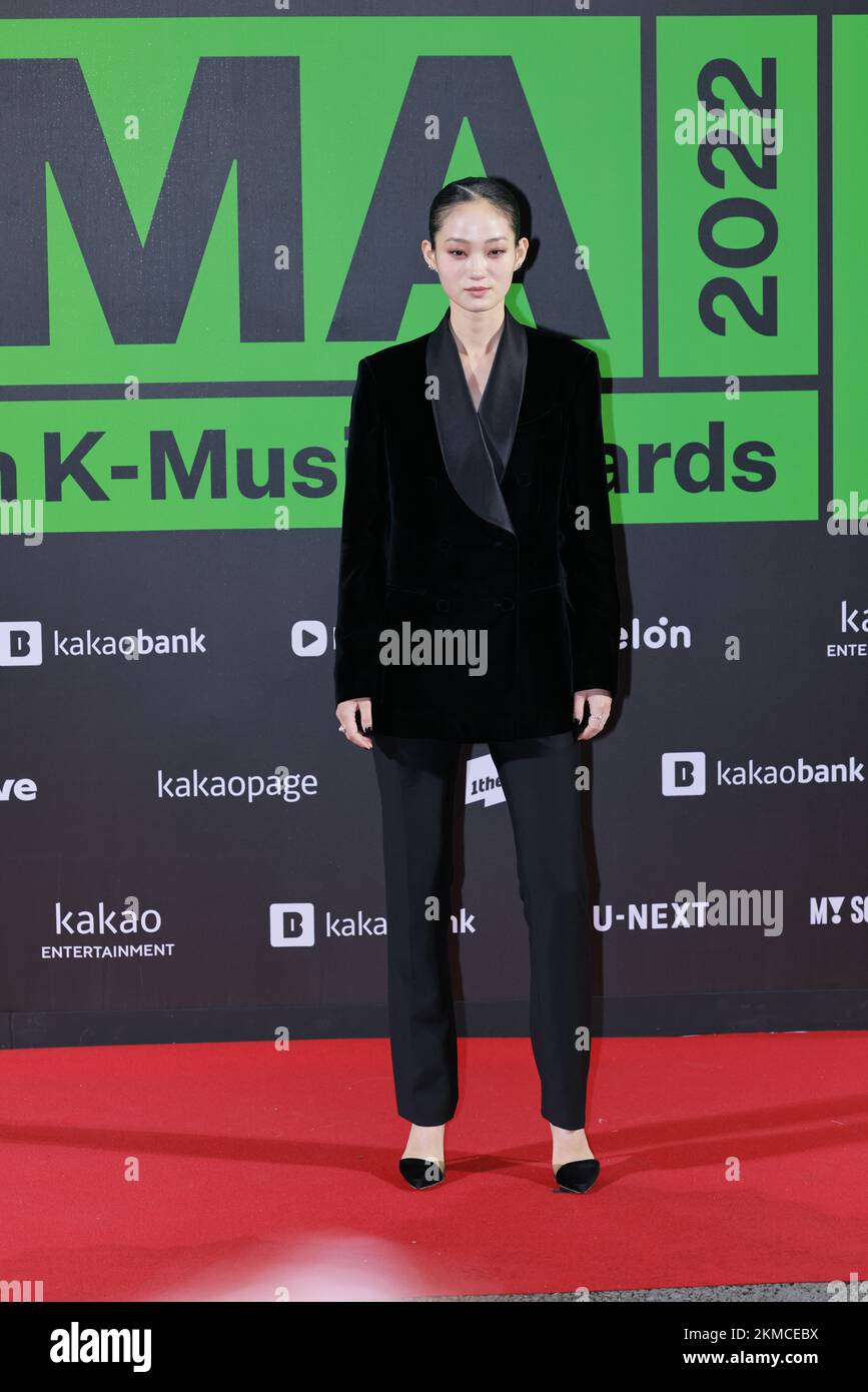 South Korean model Shin Hyun-ji, attend a red carpet for the 14th Melon ...