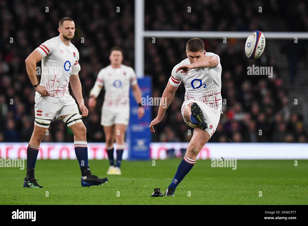 Owen Farrell of England kicks a penalty during the Autumn internationals match England vs South ...