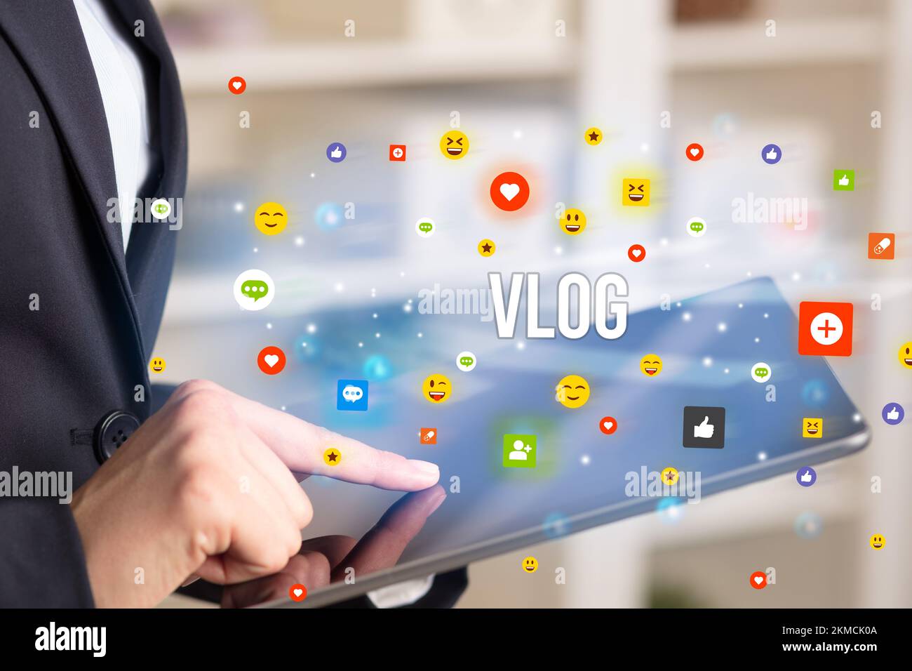 business person playing multimedia concept Stock Photo - Alamy