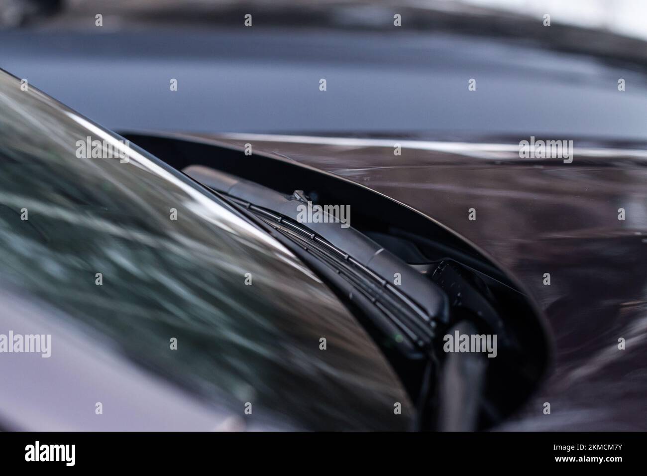 Car windwhield wiper close up. Modern car windshield wiper Stock Photo ...