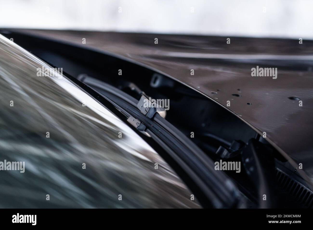Car windwhield wiper close up. Modern car windshield wiper Stock Photo ...