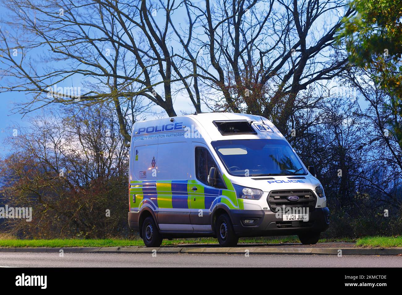 A mobile Police Casualty Prevention camera van parked at the side of ...