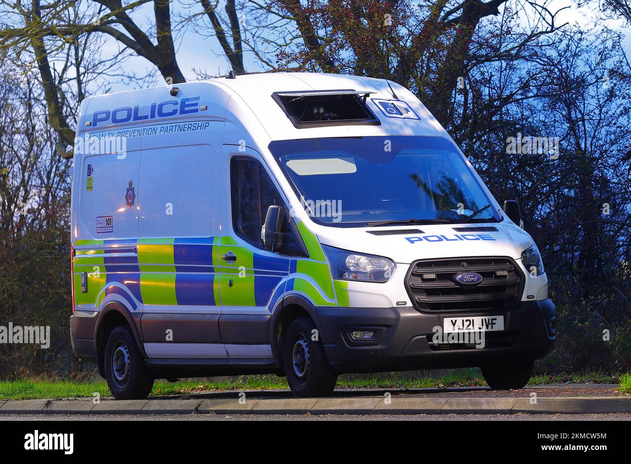 A mobile Police Casualty Prevention camera van parked at the side of ...