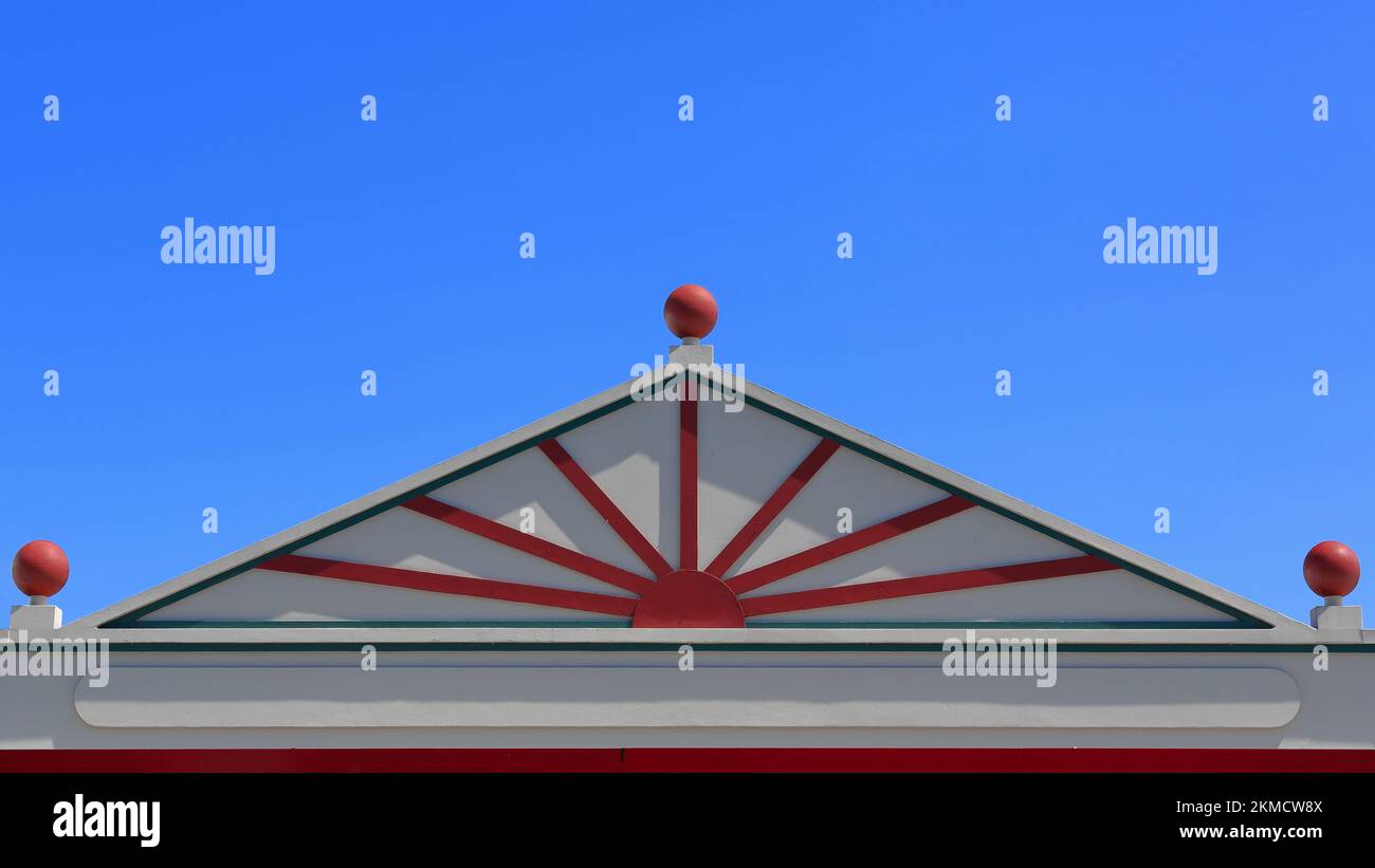 299 Parapet of modern building in Art Deco style-sunburst pattern ...