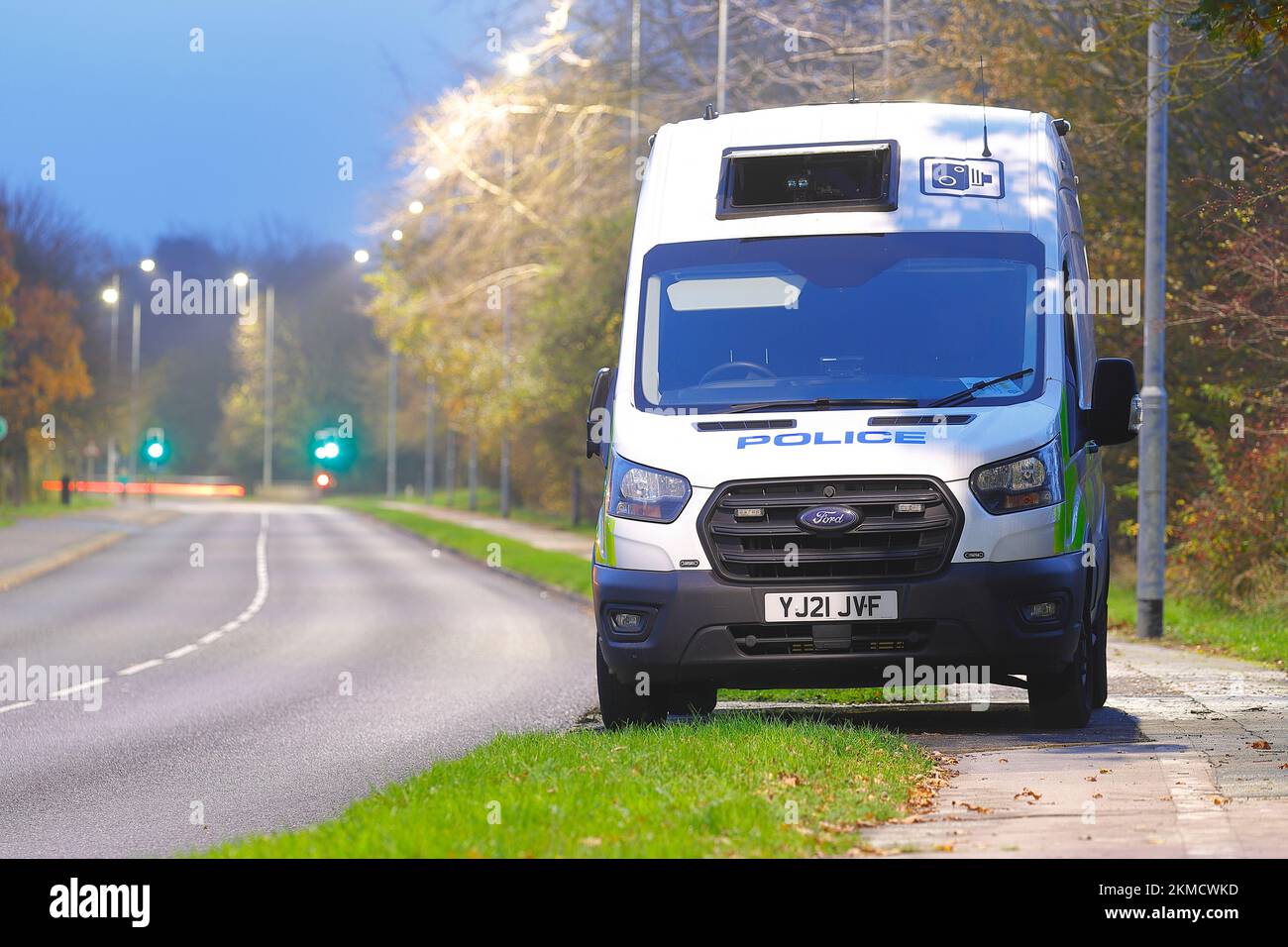 A mobile Police Casualty Prevention camera van parked at the side of ...
