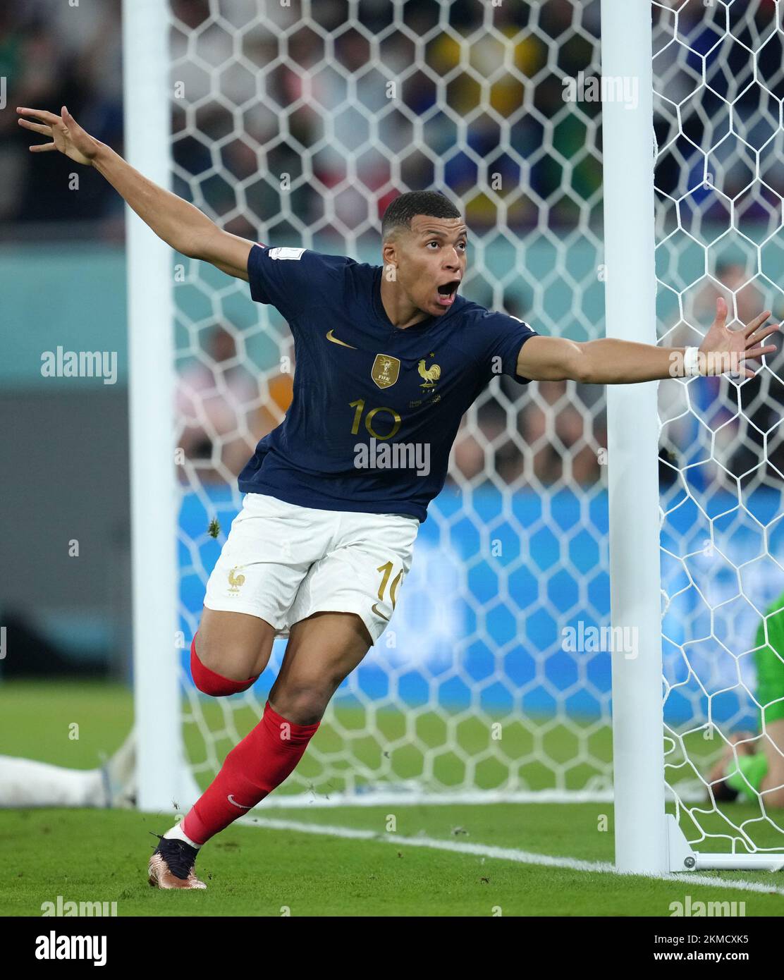 France's Kylian Mbappe celebrates scoring their side's second goal of ...