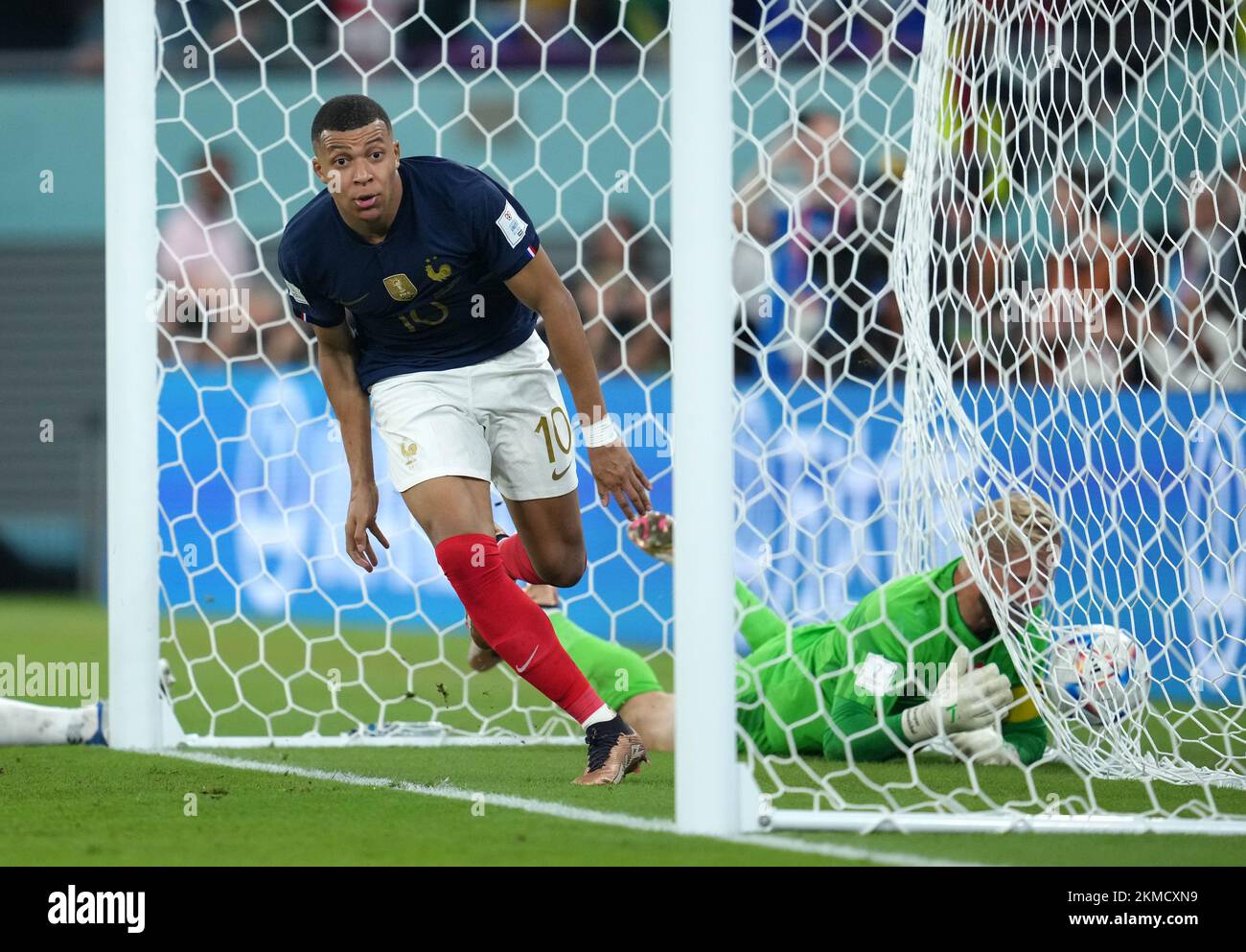France's Kylian Mbappe celebrates scoring their side's second goal of ...