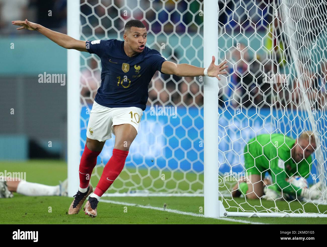 France's Kylian Mbappe celebrates scoring their side's second goal of ...