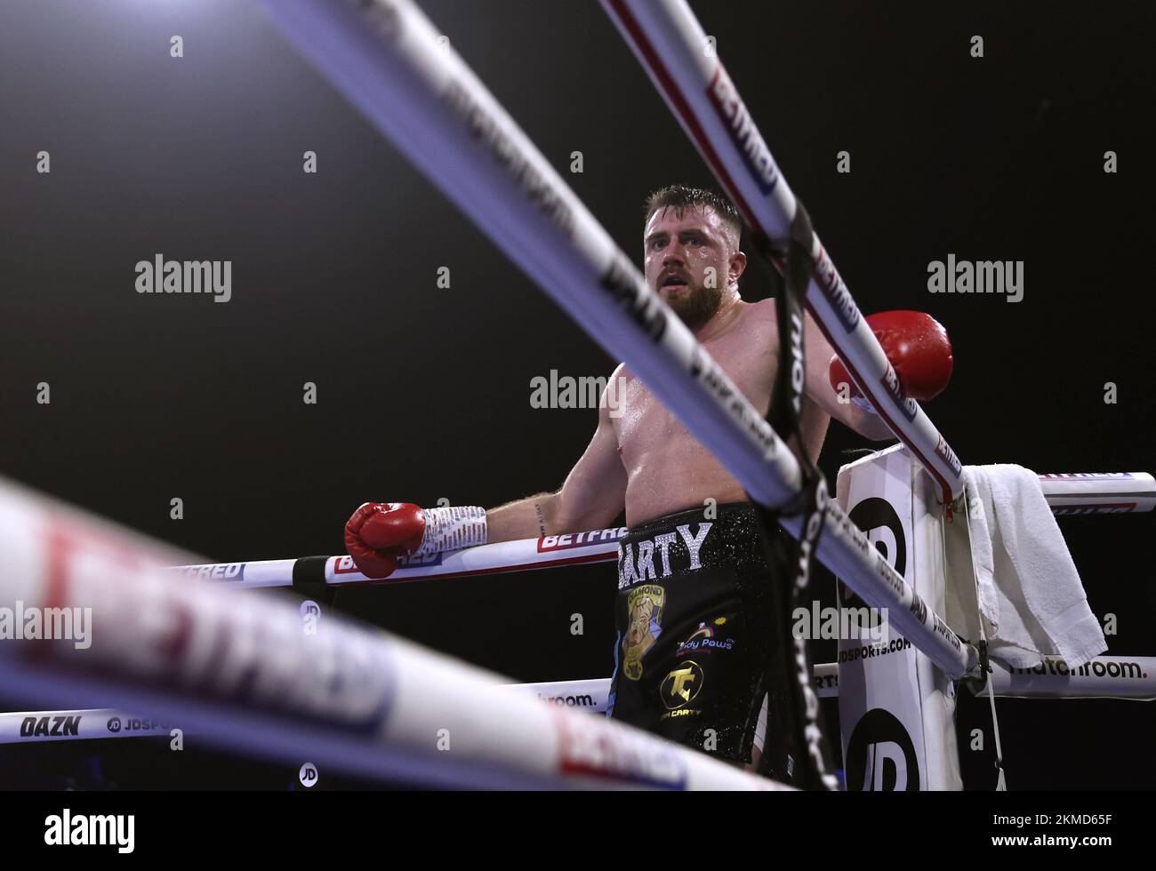 Thomas Carty in the heavy weight bout at the OVO Arena Wembley, London ...