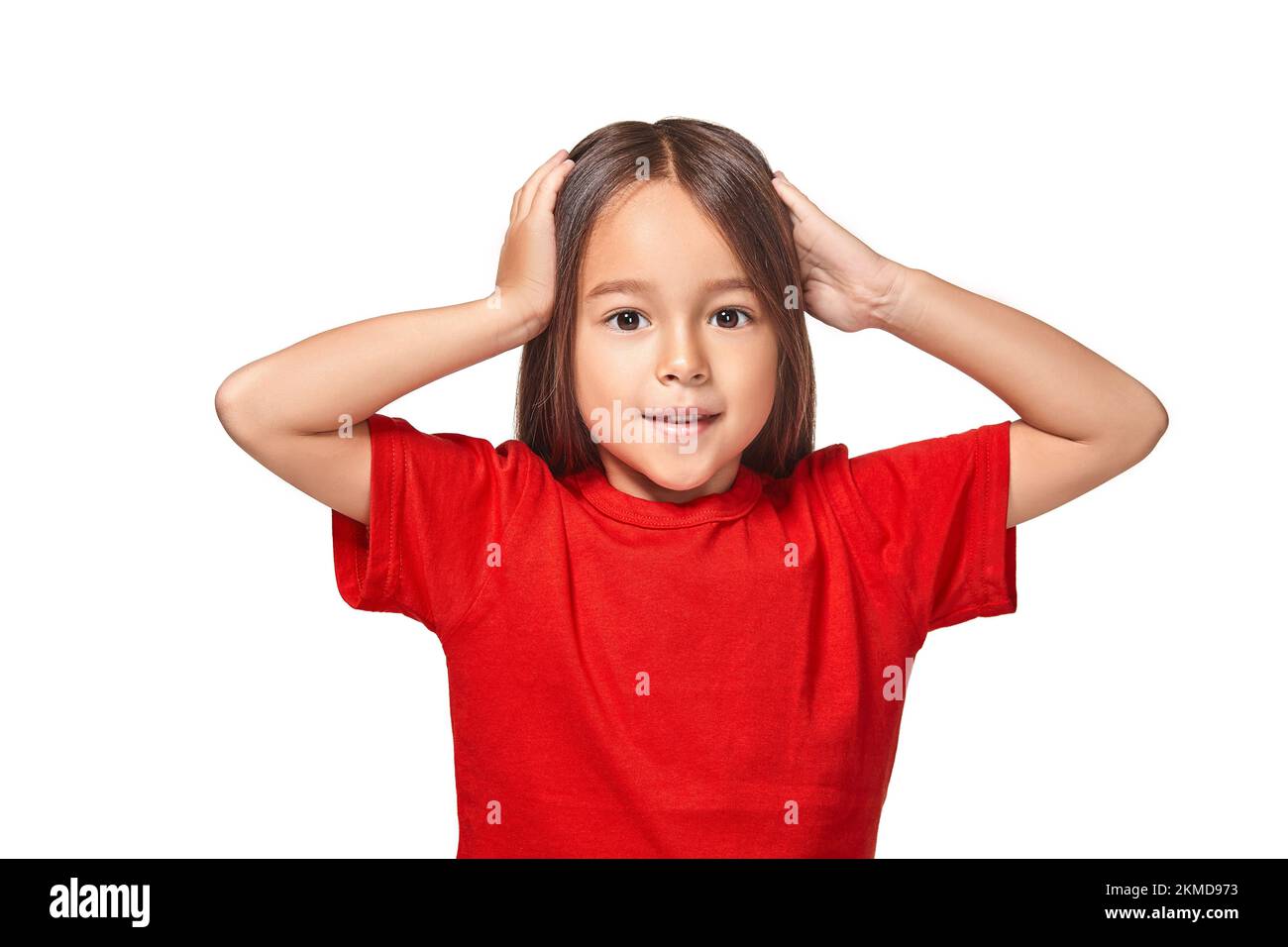 Girl shows her two hands with 5 fingers Stock Photo - Alamy