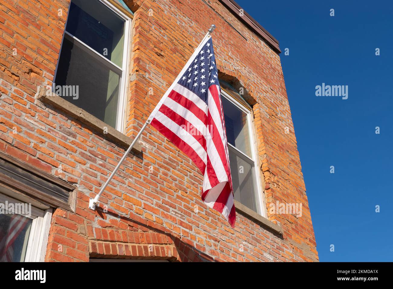 Exterior of old brick building in Marseilles, Illinois, USA Stock Photo ...