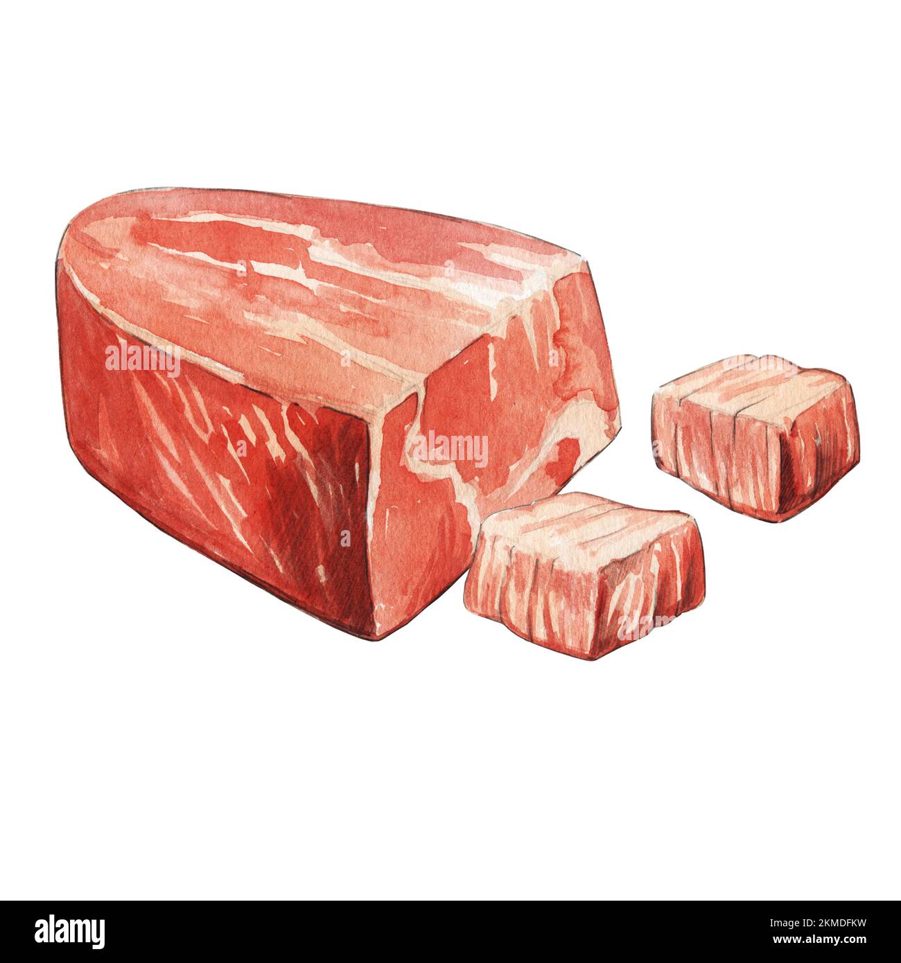 Raw meat watercolor illustration on black background Stock Photo - Alamy