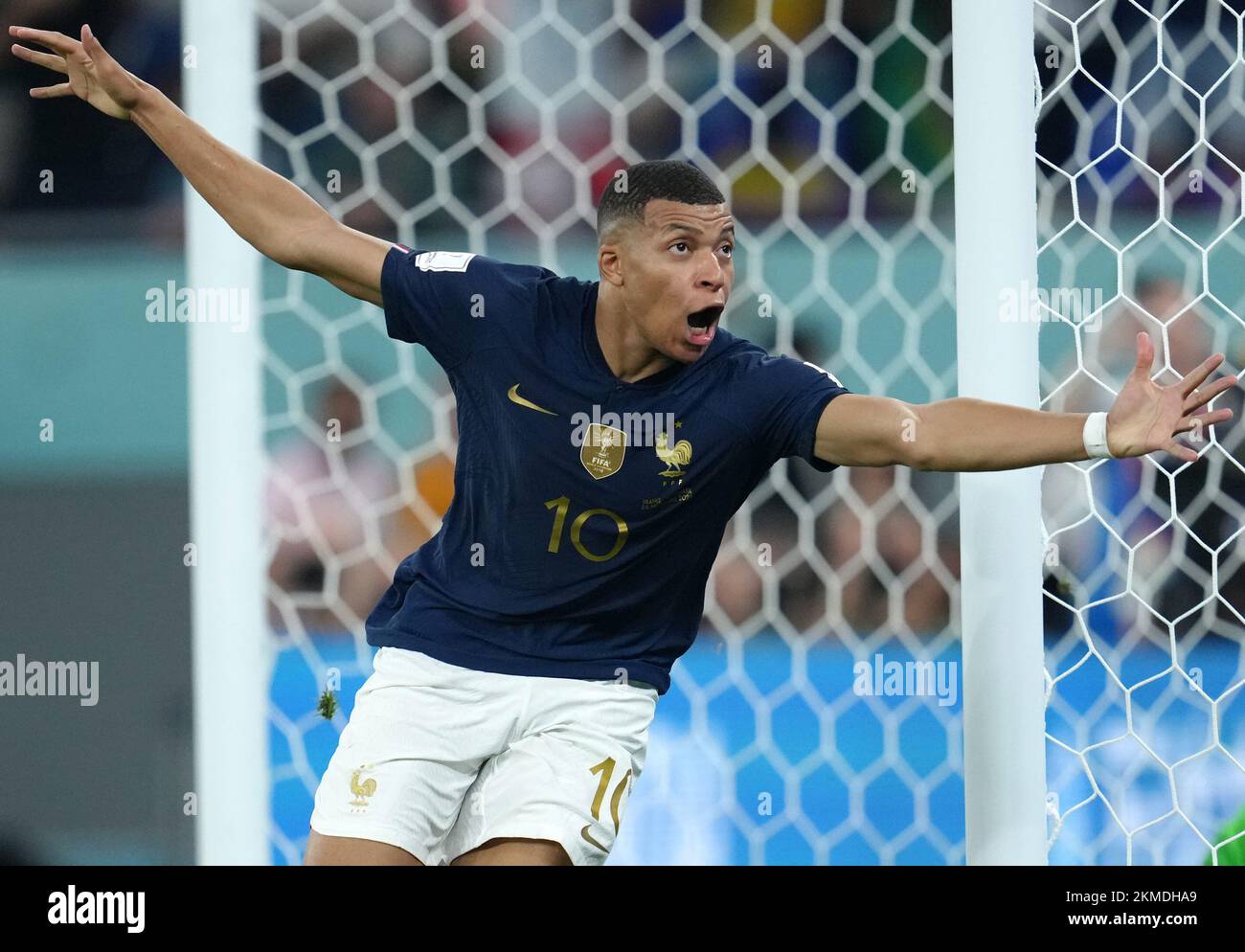 France's Kylian Mbappe celebrates scoring their side's second goal of ...