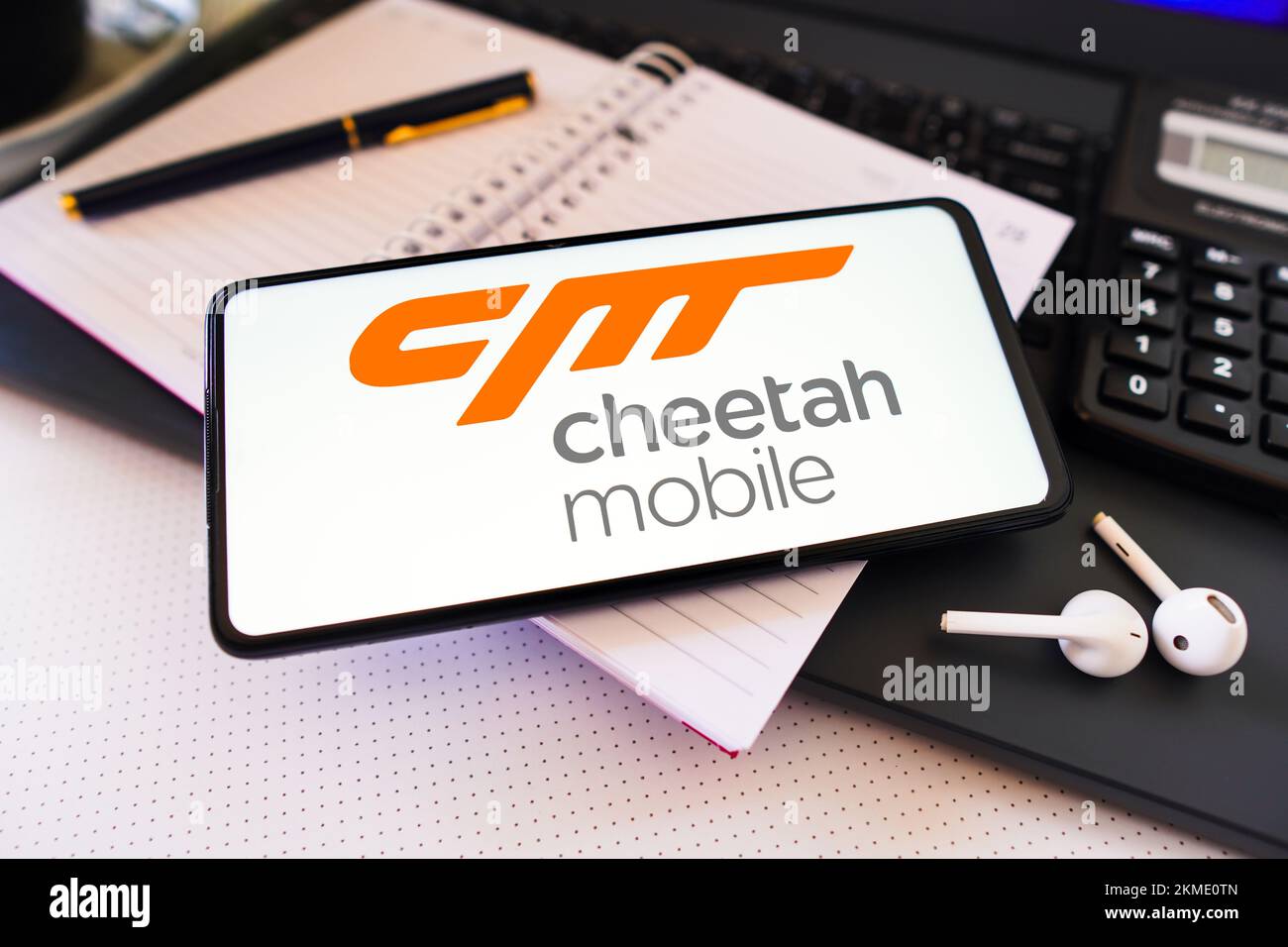 In this photo illustration, the Cheetah Mobile logo is displayed on a ...