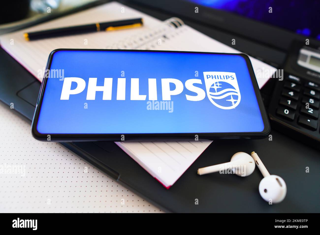 In this photo illustration, the Koninklijke Philips logo is displayed ...