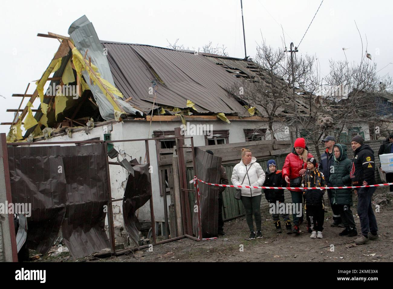 DNIPRO, UKRAINE - NOVEMBER 26, 2022 - Onlookers watch the response ...
