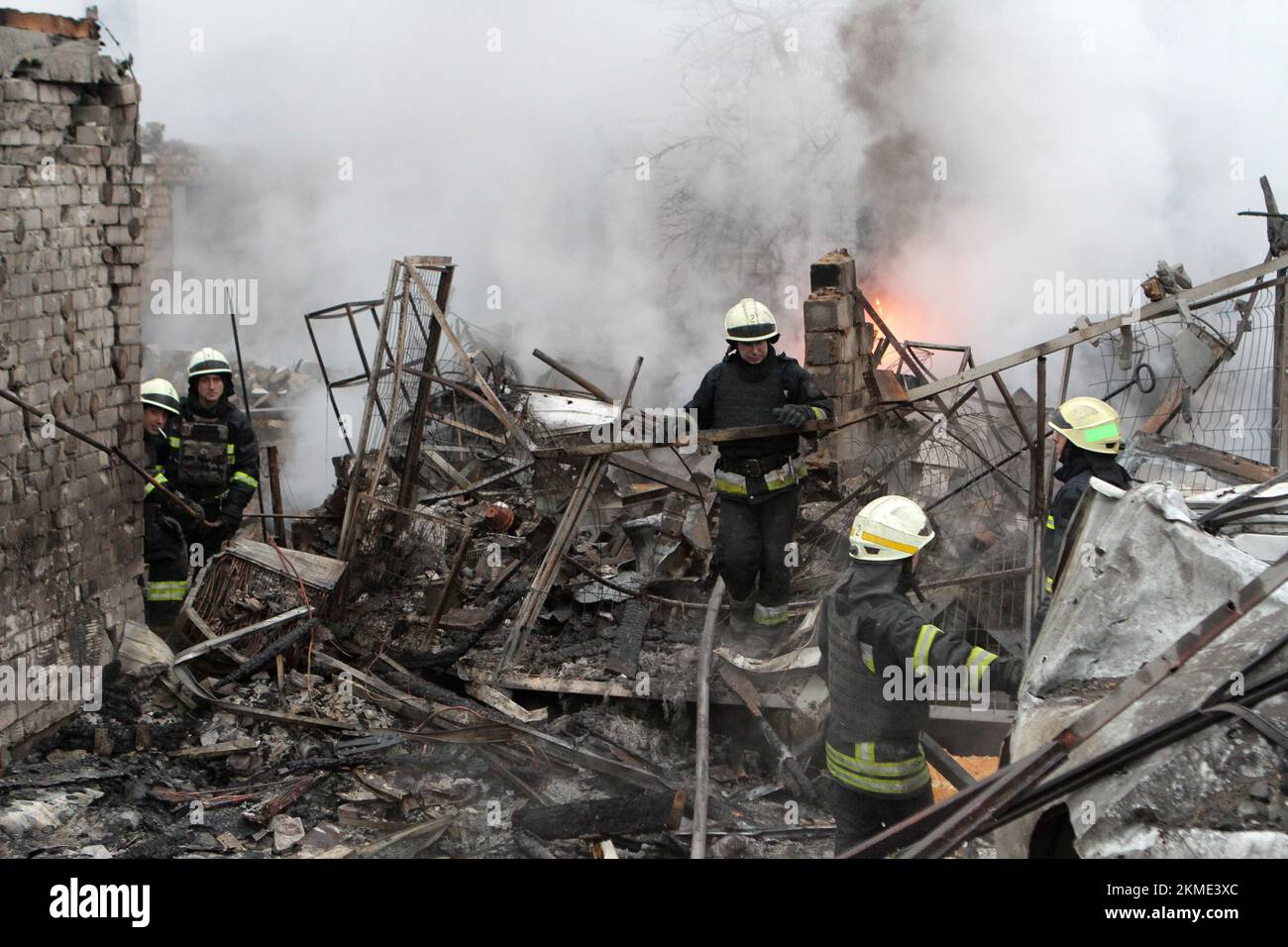 DNIPRO, UKRAINE - NOVEMBER 26, 2022 - Rescuers remove the rubble at the ...