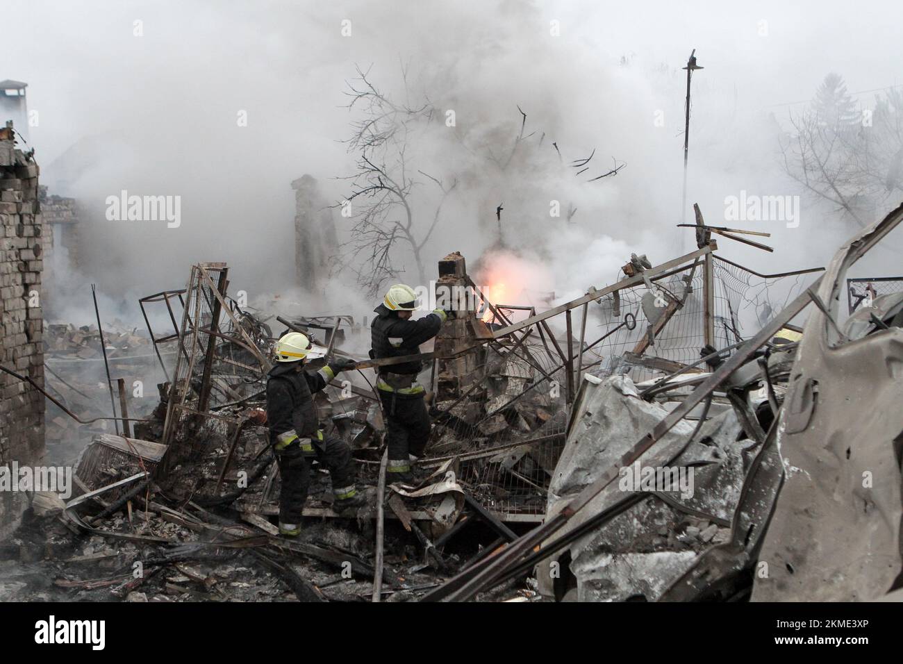 DNIPRO, UKRAINE - NOVEMBER 26, 2022 - Rescuers remove the rubble at the ...