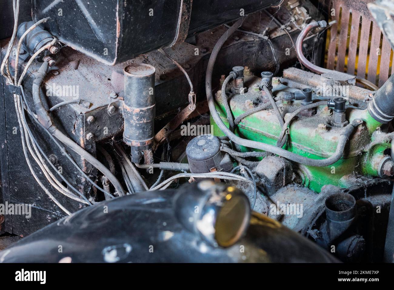Close up a old car of engine Stock Photo - Alamy