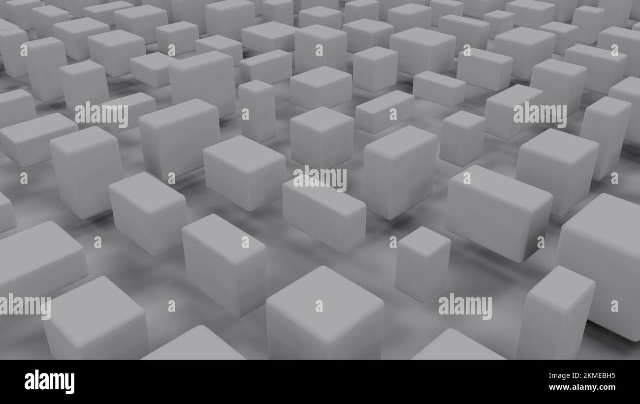 Grey blocks geometry graphics - randomize concept - abstract 3D ...