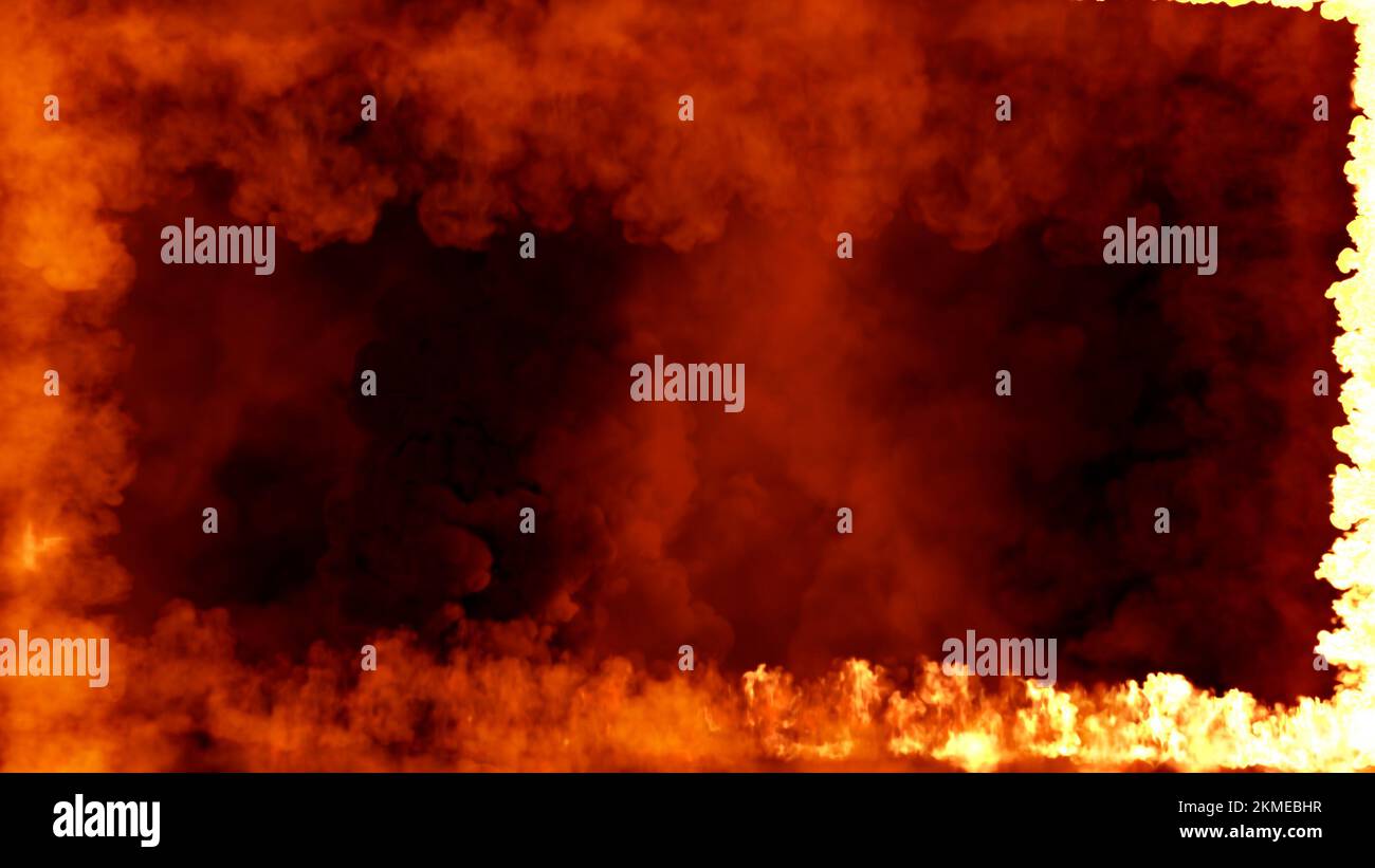 Square frame for content of burning red fire lines, isolated - object ...
