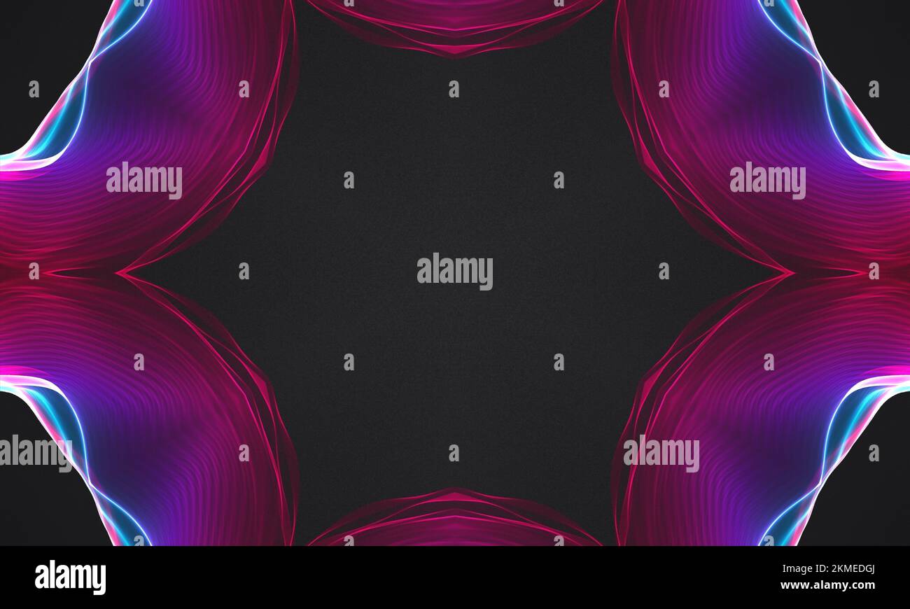 A purple and blue kaleidoscopic design on a dark gray background ...