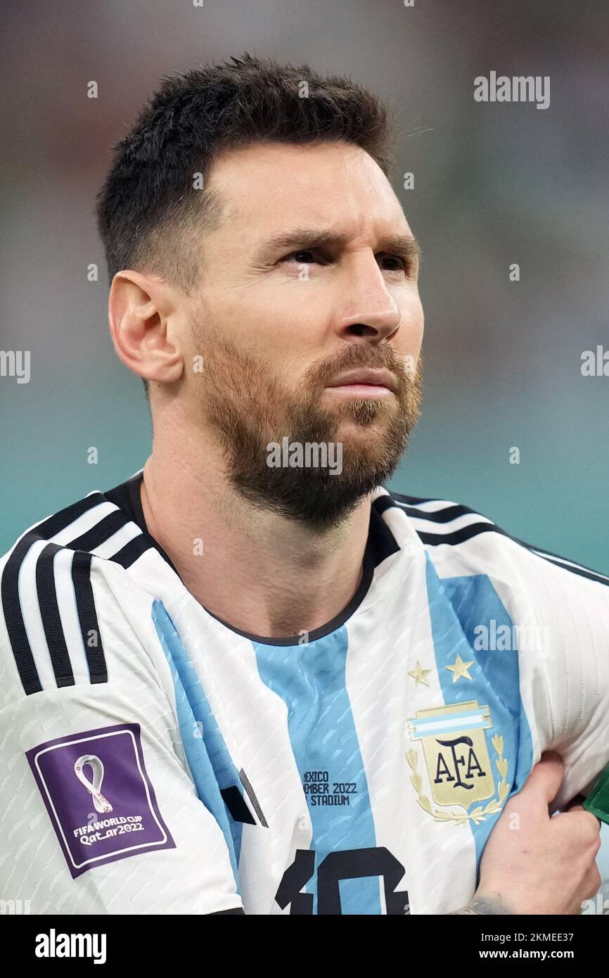 Argentina's Lionel Messi lines up prior to kick-off of the FIFA World ...