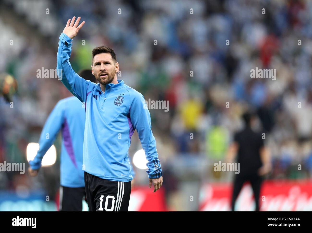 Lusail, Qatar. 26th Nov, 2022. Lionel Messi of Argentina reacts before ...