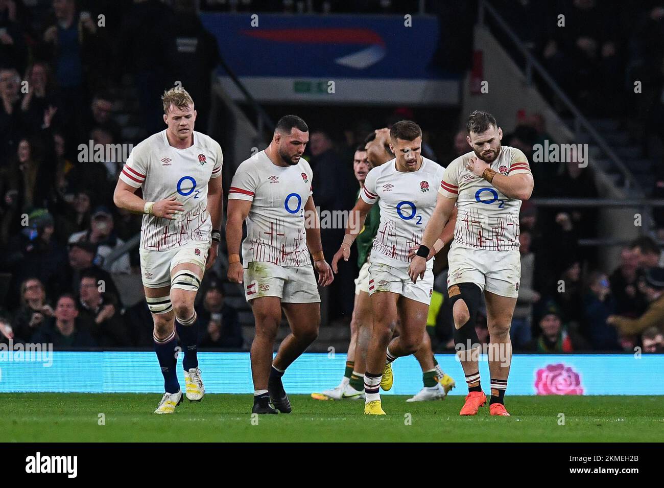 Henry Slade of England celebrates his try during the Autumn ...