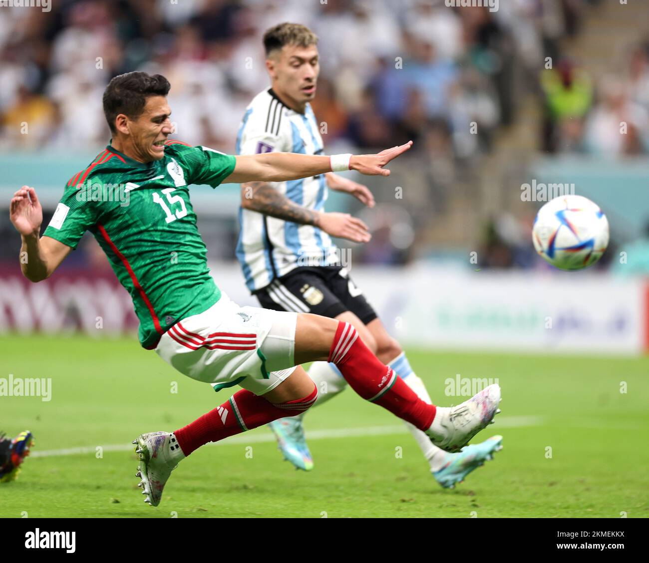 Lusail, Qatar. 26th Nov, 2022. Hector Moreno (L) of Mexico competes ...