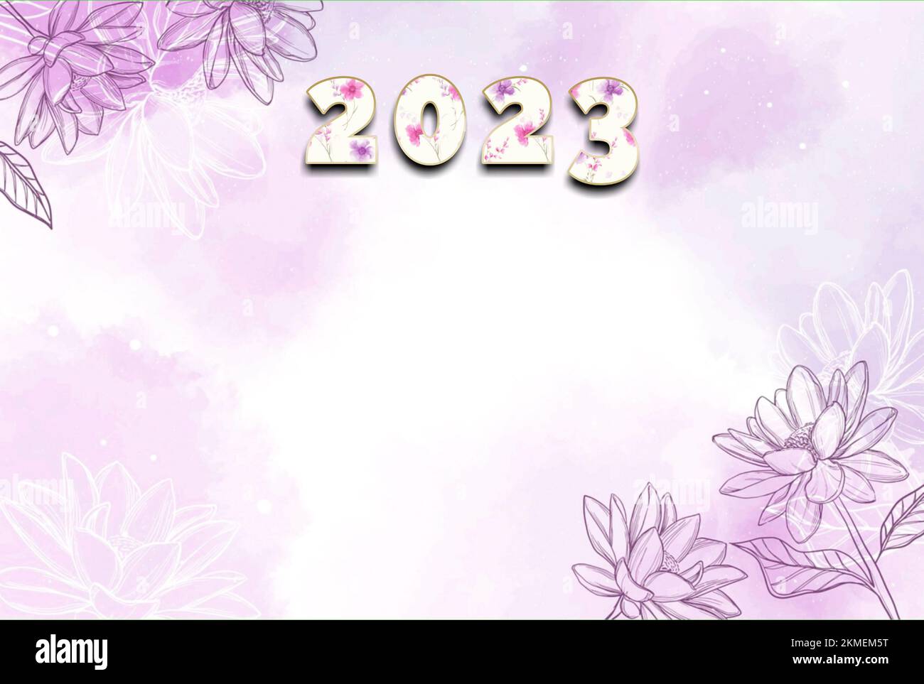 Background with 2023 number with floral pattern isolated on pastel ...