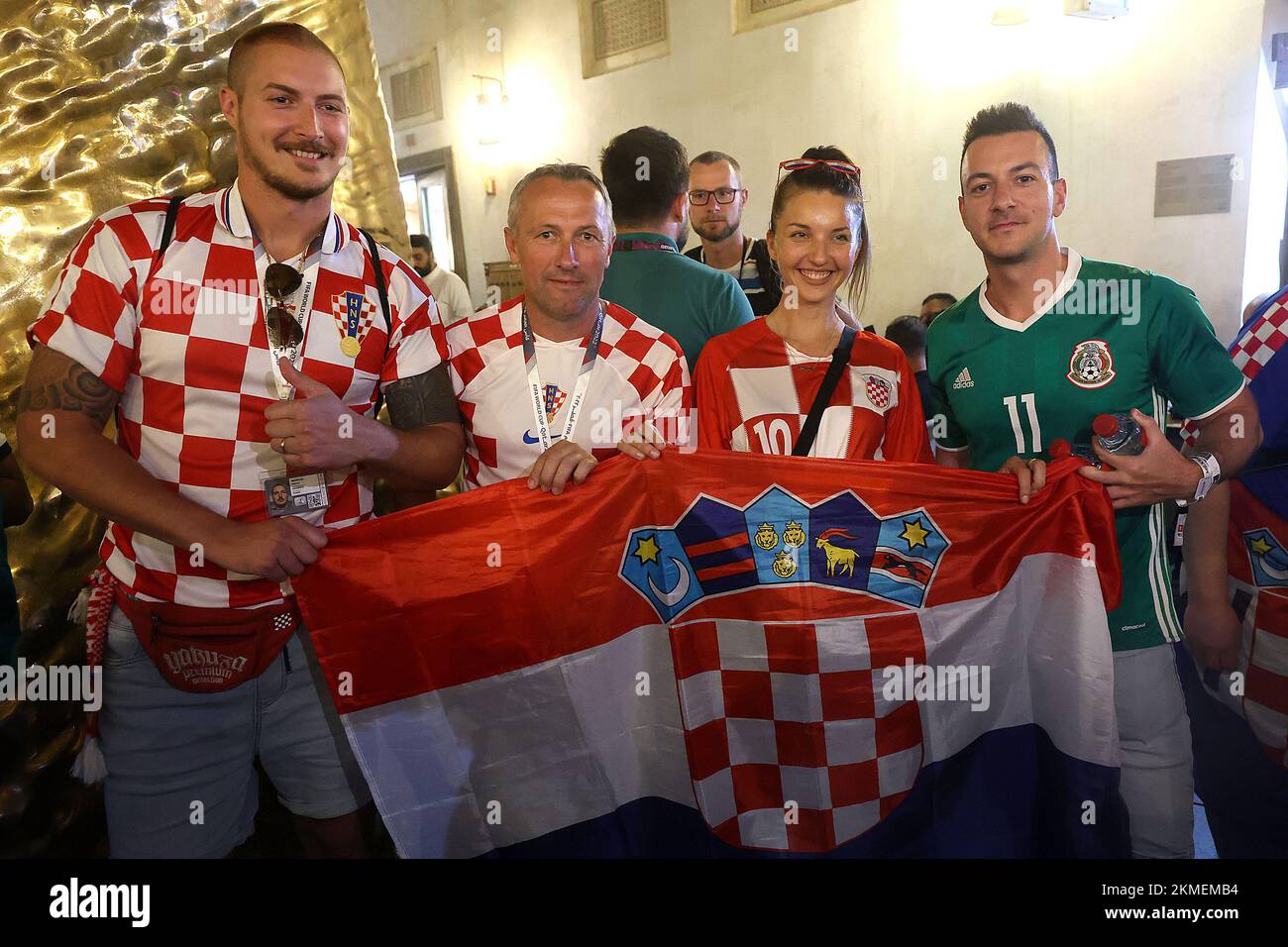 Fans of the Croatian national football team gathered at the Souq Waqif ...