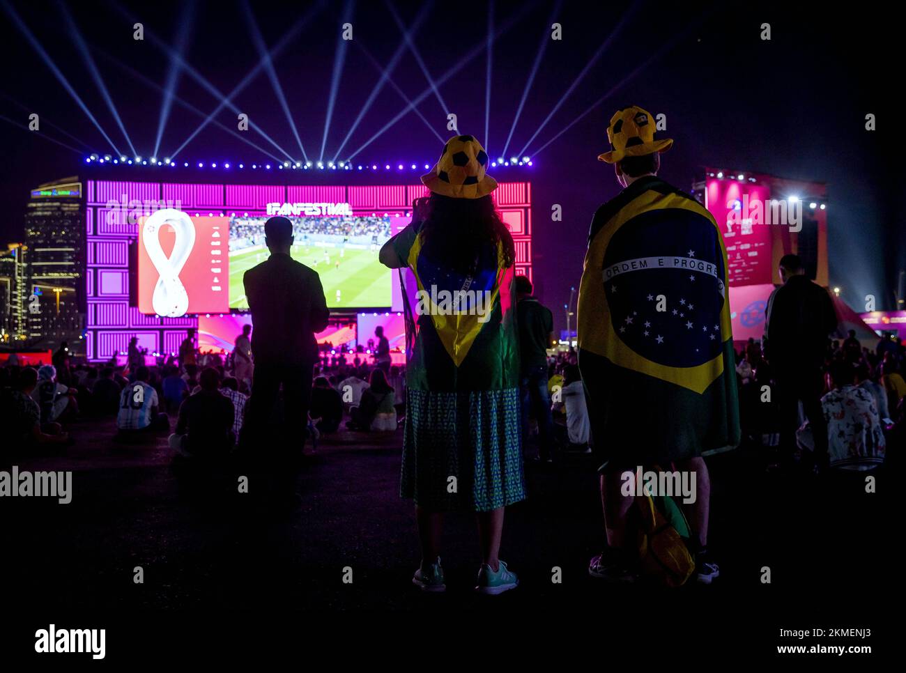 DOHA - Football supporters at the FIFA Fan Festival on the Corniche in ...
