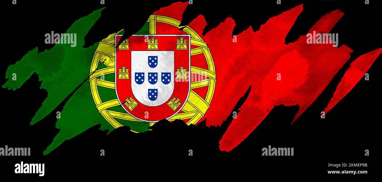 Abstract symbol of the flag Portugal on a black background Stock Photo ...